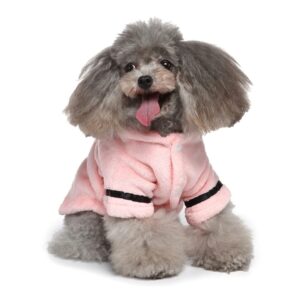 Dog Bathrobe, Adjustable Soft Dog Robe Quick Drying Pet Bath Towel for Cat Small Medium Dogs Pink