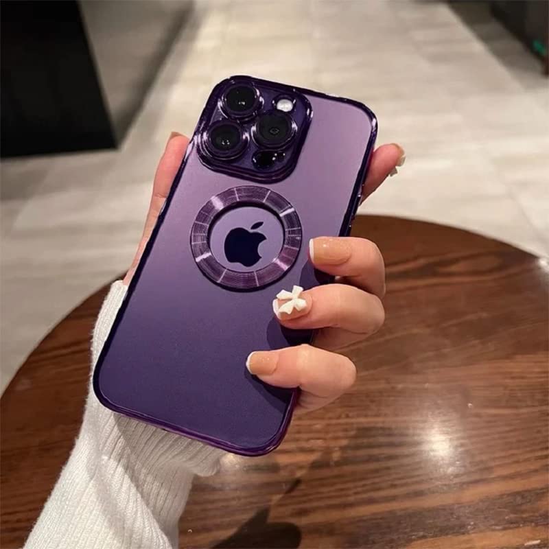 MZELQ Compatible with iPhone 14 Pro Max Case Camera Lens Protector Plating Luxury Cover for Women Men Clear Soft TPU Shockproof Protective Phone Case for 14 Pro Max 6.7 Inch 2022 - Purple