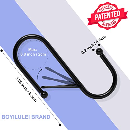 BOYILULEI 10 Pcs S Hooks Metal Heavy-Duty S Shaped Hook Anti Slip with Safety Buckle Design 3.5 Inches for Hanging Utensil Closet Rod Plants Pots Pans Bathroom Kitchen Coffee Cups Wardrobe Black