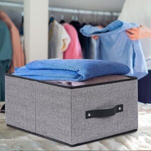 YheenLf Clothing Storage Bins,18.5×11.0×7.9 inches Closet Bin with Handles, Foldable Storage Baskets, Fabric Containers Storage Boxes for Organizing Shelves, Gray, Jumbo, 4-Pack