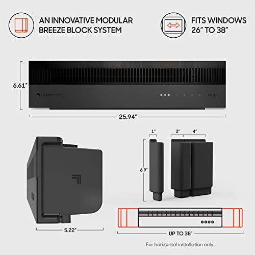 Sharper Image Profile Window Fan with 3 Speeds, Reversible Exhaust Mode, Weather Resistant, Black