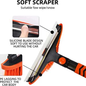 DUGAO 43" Ice Scrapers for Car Windshield Extendable Snow Brush 5 in 1 with Squeegee Foam Grip and 360° Pivoting Brush Head for Car SUV Truck