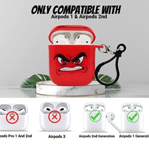 Redx1 Airpod Case Compatible with AirPods 2/1,Airpods Protective Hard Case Cover,Airpod Case for Women Girls Teen, (Angry face)