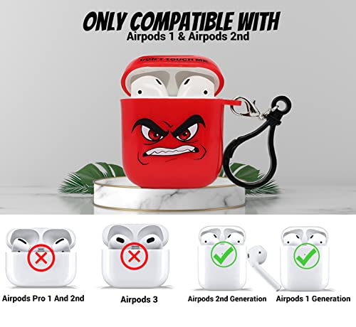 Redx1 Airpod Case Compatible with AirPods 2/1,Airpods Protective Hard Case Cover,Airpod Case for Women Girls Teen, (Angry face)