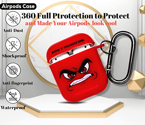 Redx1 Airpod Case Compatible with AirPods 2/1,Airpods Protective Hard Case Cover,Airpod Case for Women Girls Teen, (Angry face)