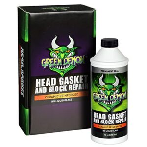 GREEN DEMON Head Gasket and Block Repair | Ceramic Reinforced Head Gasket Sealer | Advanced Coolant Leak DIY Permanent Repair | Engine/Cylinder Sealant | for Cars, SUVs, Trucks | 16oz