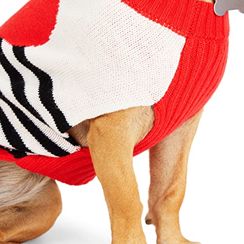 Petco Brand - YOULY Valentine's Day Stripe Heart Dog Sweater, Small, Off-White