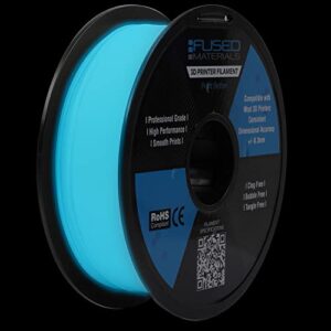 Fused Materials Glow in The Dark Blue PLA 3D Printer Filament - 1kg Spool, 1.75mm, Dimensional Accuracy +/- 0.03 mm, (Glow Blue)