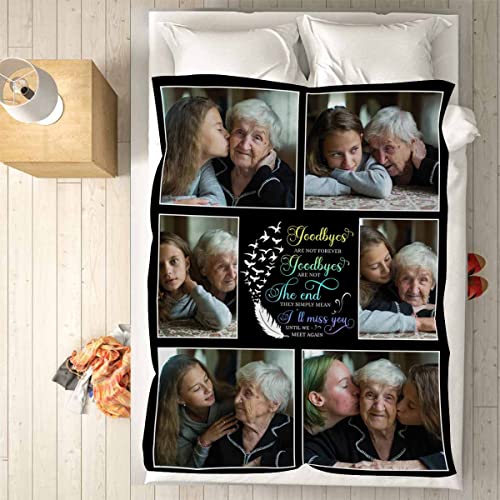 Customized Memory Throw Blanket for Funeral, Goodbyes are Not Forever Goodbyes are Not The End Dove Blanket Personalized Loss of Loved One Bed Blanket Passed Away Memorial Gift 60x80 Inch