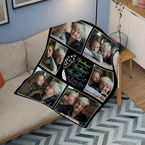 Customized Memory Throw Blanket for Funeral, Goodbyes are Not Forever Goodbyes are Not The End Dove Blanket Personalized Loss of Loved One Bed Blanket Passed Away Memorial Gift 60x80 Inch