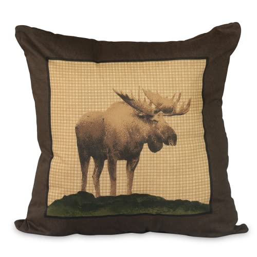 VISI-ONE True Grit The Rustic & Lodge Decorative Hunting Farmhouse Moose Square Pillow, 20" x 20" Inches, Multi