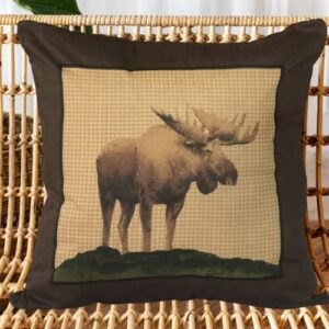 VISI-ONE True Grit The Rustic & Lodge Decorative Hunting Farmhouse Moose Square Pillow, 20" x 20" Inches, Multi