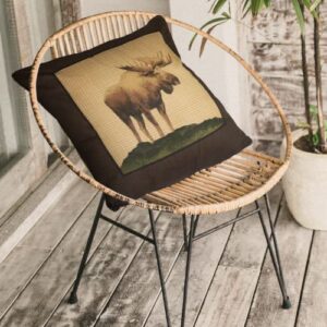 VISI-ONE True Grit The Rustic & Lodge Decorative Hunting Farmhouse Moose Square Pillow, 20" x 20" Inches, Multi