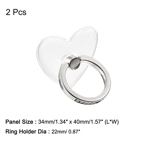 uxcell Transparent Phone Ring Holder, Diamond Clear Finger Grip Stand for Phone, Case, Tablet (Heart Shape)