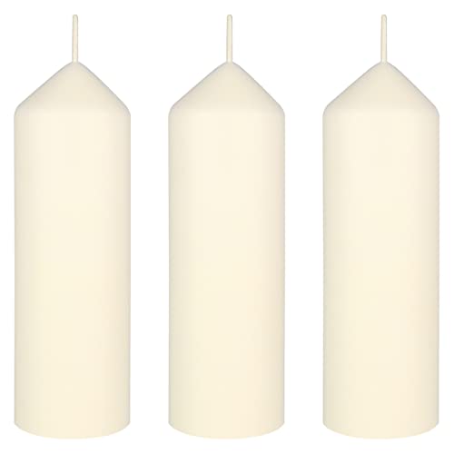 Mega Candles 3 pcs Unscented Ivory Dome Top Round Pillar Candle, Economical One Time Use Event Wax Candles 2 Inch x 6 Inch, Wedding Receptions, Birthdays, Parties, Celebrations, Florists & Churches