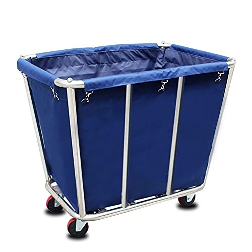 PHULJHADI Large Stainless Steel Trolley with Wheels - Heavy Duty Rolling Laundry Cart for Industrial,Home，Rolling Laundry Basket/Blue