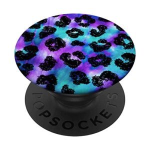 purple turquoise leopard tie dye print popsockets swappable popgrip