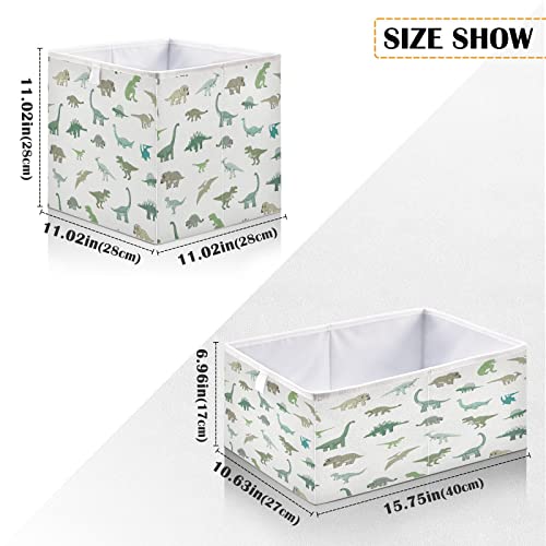 Kigai Cube Storage Bin Wildlife Dinosaurs Foldable Storage Basket Toy Storage Box for Home Organizing Shelf Closet Bins, 11 x 11 x 11-Inch