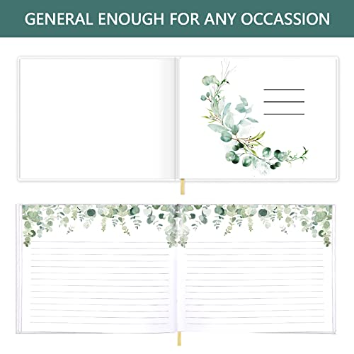 Wedding Guest Book, Includes 2 Markers Pen, 120 Lined Pages Guest Sign-in Book, White Cover with Gold Foil Design, Gold Gilded Edges, 9x7 Inches Hardbound, Gold Ribbon, Guest Book Wedding Reception