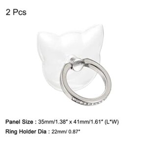 uxcell Transparent Phone Ring Holders, Diamond Clear Finger Grip Stand for Phone, Case, Tablet (Cat Shape), 2Pcs