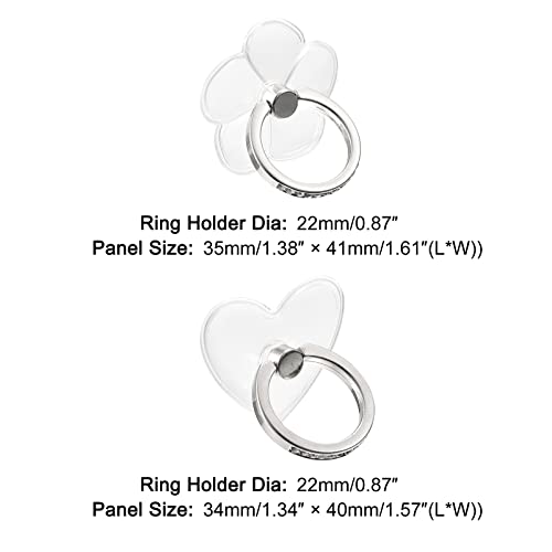 uxcell Transparent Phone Ring Holders, Diamond Clear Finger Grip Stand for Phone, Case, Tablet, Set of 2 Shapes(Leaves, Heart)