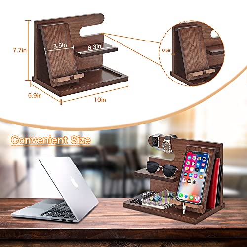 M-Birfimin Gifts for Men, Wood Phone Docking Station Nightstand Organizer for Multiple Devices,Dad Gifts from Daughter Son,Suitable for Men Husband Birthday Anniversary Father's Day Gadgets