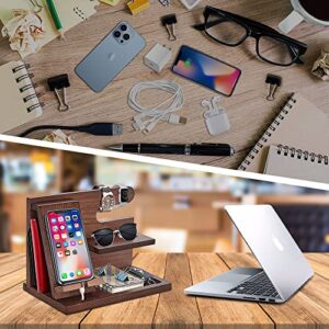 M-Birfimin Gifts for Men, Wood Phone Docking Station Nightstand Organizer for Multiple Devices,Dad Gifts from Daughter Son,Suitable for Men Husband Birthday Anniversary Father's Day Gadgets