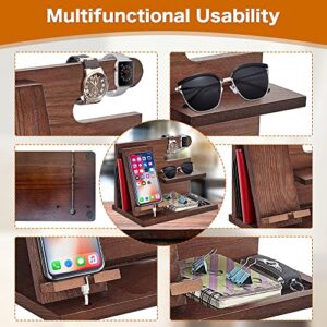 M-Birfimin Gifts for Men, Wood Phone Docking Station Nightstand Organizer for Multiple Devices,Dad Gifts from Daughter Son,Suitable for Men Husband Birthday Anniversary Father's Day Gadgets