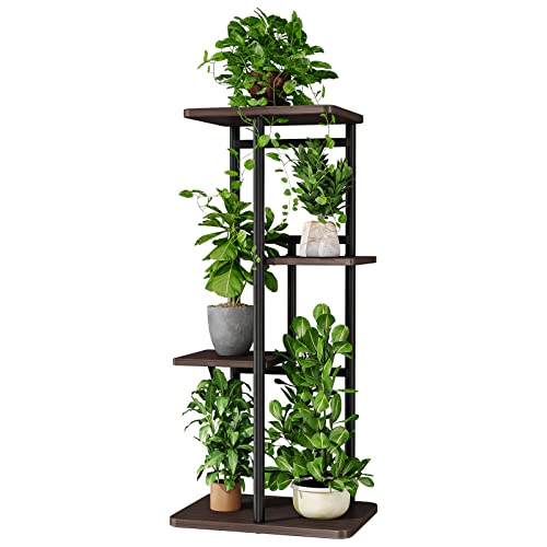 Bamworld Plant Stand Indoor Small Metal Plant Shelf Black Plant Holder 4 Tier 5 Potted for Multiple Plants Corner Plant Table for Patio Garden Balcony Living Room