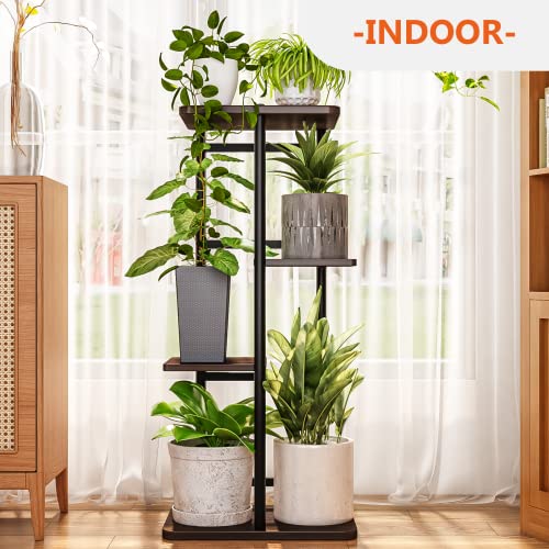 Bamworld Plant Stand Indoor Small Metal Plant Shelf Black Plant Holder 4 Tier 5 Potted for Multiple Plants Corner Plant Table for Patio Garden Balcony Living Room