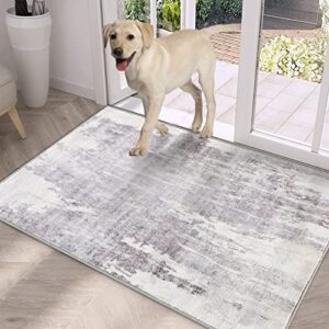 door mat, front indoor door mat faux wool non-slip entryway rug absorbent abstract throw rug for indoor entrance hallway laundry room, high traffic areas, 24x36 inches, gray washable