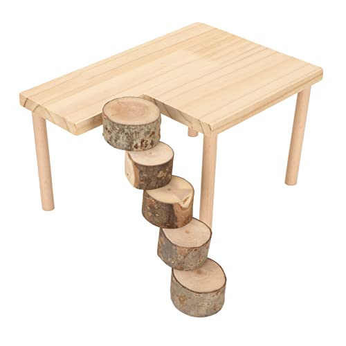 Tnfeeon Hamster Stand Platform, Toys Small Pet Wooden Platform with Pillars Rodent Ladder Bridge Climbing Chew Toy Cage Accessories for Hamster Squirrel Gerbil Chinchilla Bird