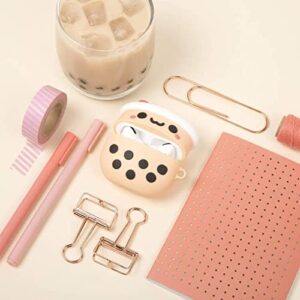 Cute AirPod Pro 2 Case with Boba Keychain Girly Pink Milk Tea Design Compatible with AirPods Pro 2nd Generation 2022 Case for Women and Girls