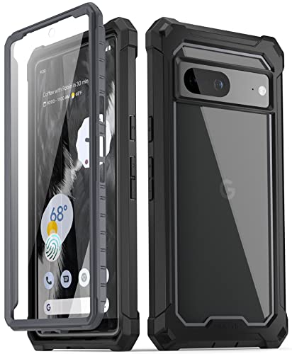 Poetic Guardian Series Case Designed for Google Pixel 7 5G with Built-in Screen Protector, Work with Fingerprint ID, Full Body Hybrid Shockproof Rugged Cover Case, Black/Clear