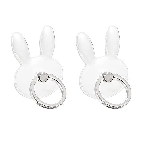 uxcell Transparent Phone Ring Holders, Diamond Clear Finger Grip Stand for Phone, Case, Tablet (Rabbit Shape), 2Pcs