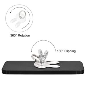 uxcell Transparent Phone Ring Holders, Diamond Clear Finger Grip Stand for Phone, Case, Tablet (Rabbit Shape), 2Pcs