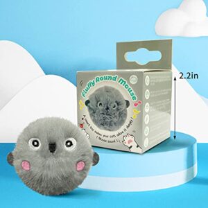 KreizyGo Cat Toys, Chirping Catnip Toy Balls, Interactive Cat Kicker Toy for Indoor Cats Exercise, Cartoon Animal Shaped, 1 Pack Fluffy Plush Fun Kitty Kitten Catnip Toy - Grey Mice