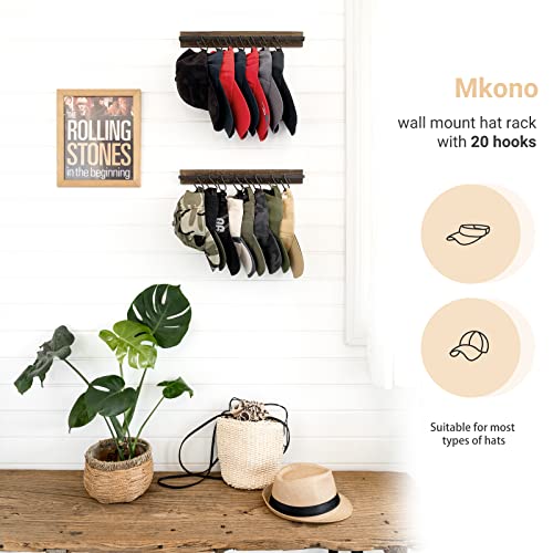 Mkono 4 Pcs Space Saving Hangers Wood Clothes Magic Hanger for Closet and Set of 2 Wooden Hat Rack for Wall