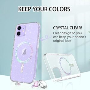 DUEDUE for iPhone 12/iPhone 12 Pro Magnetic Case [Compatible with Magsafe], Clear Glitter Full Body Protective Cover Slim TPU Transparent Shockproof Bling Phone Case for iPhone 12/12 Pro 6.1", Clear