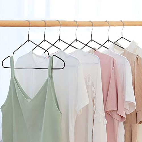 Miness Standard Black Non-Slip Sleek Metal Clothing Hangers, Pack of 10