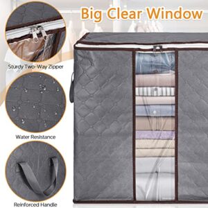 12 Pack 90L Large Storage Bags for Clothes Foldable Closet Organizers Clothes Storage Bins with Clear Window and Reinforced Handles for Comforters, Blankets, Bedding