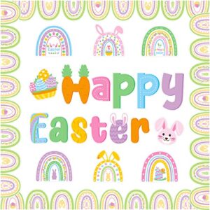 98pcs happy easter cutouts bulletin board decoration colorful springtime boho rainbow trim borders easter bunny eggs bohemian diy cardstock paper cutout for classroom home school nursery decor