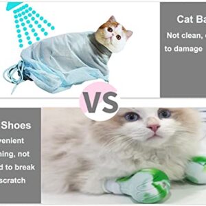 Cat Claw Covers Cat Boots for Cats Only, Cat Anti Scratch Shoes for Cat Bath, Adjustable Cat Bathing Gloves Fitted Feline Feet Design, Cat Paw Covers for Kitten Grooming to Prevent Scratching