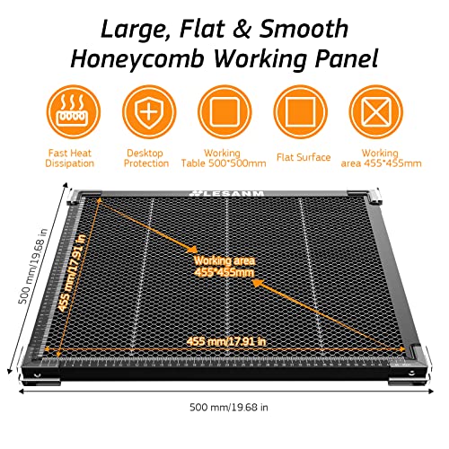 Honeycomb Laser Bed, LESANM 19.68x 19.68x 0.87 inch Honeycomb Working Panel for CO2 or Diode Laser Engraver Cutting Machine, Honeycomb Working Table with Aluminum Plate for Table-Protecting