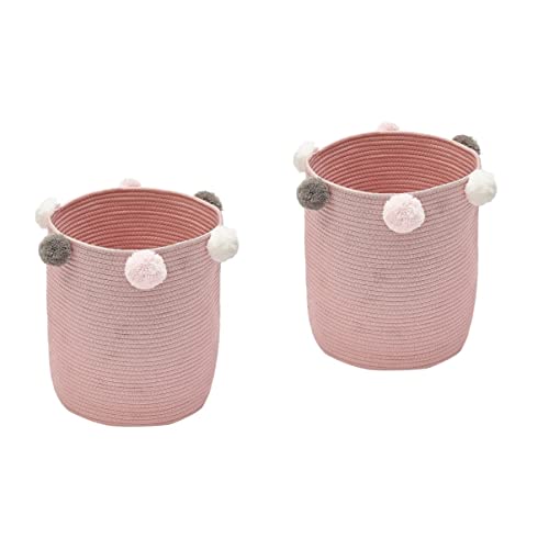 Collapsable Laundry Basket Collapse Laundry Basket Storage Laundry Bucket Basket Container Sundries with Round Hamper Cotton Pom Clothes Decor Collapsible Laundry Baskets