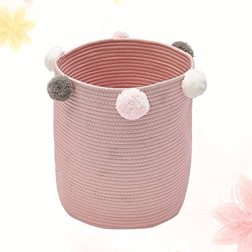 Collapsable Laundry Basket Collapse Laundry Basket Storage Laundry Bucket Basket Container Sundries with Round Hamper Cotton Pom Clothes Decor Collapsible Laundry Baskets