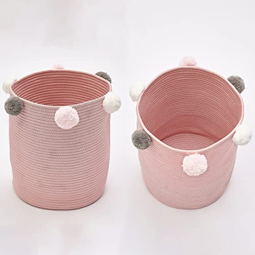 Collapsable Laundry Basket Collapse Laundry Basket Storage Laundry Bucket Basket Container Sundries with Round Hamper Cotton Pom Clothes Decor Collapsible Laundry Baskets