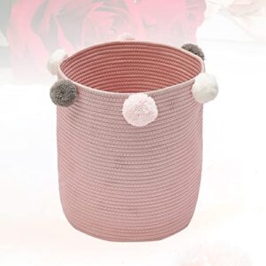 Collapsable Laundry Basket Collapse Laundry Basket Storage Laundry Bucket Basket Container Sundries with Round Hamper Cotton Pom Clothes Decor Collapsible Laundry Baskets