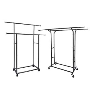 simple & heavy duty double rod garment rack, black