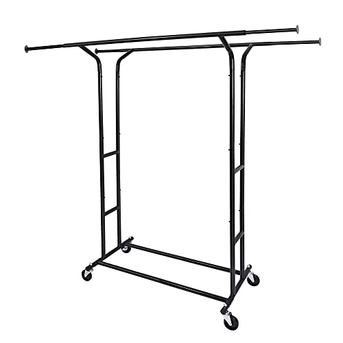 Simple & Heavy Duty Double Rod Garment Rack, Black